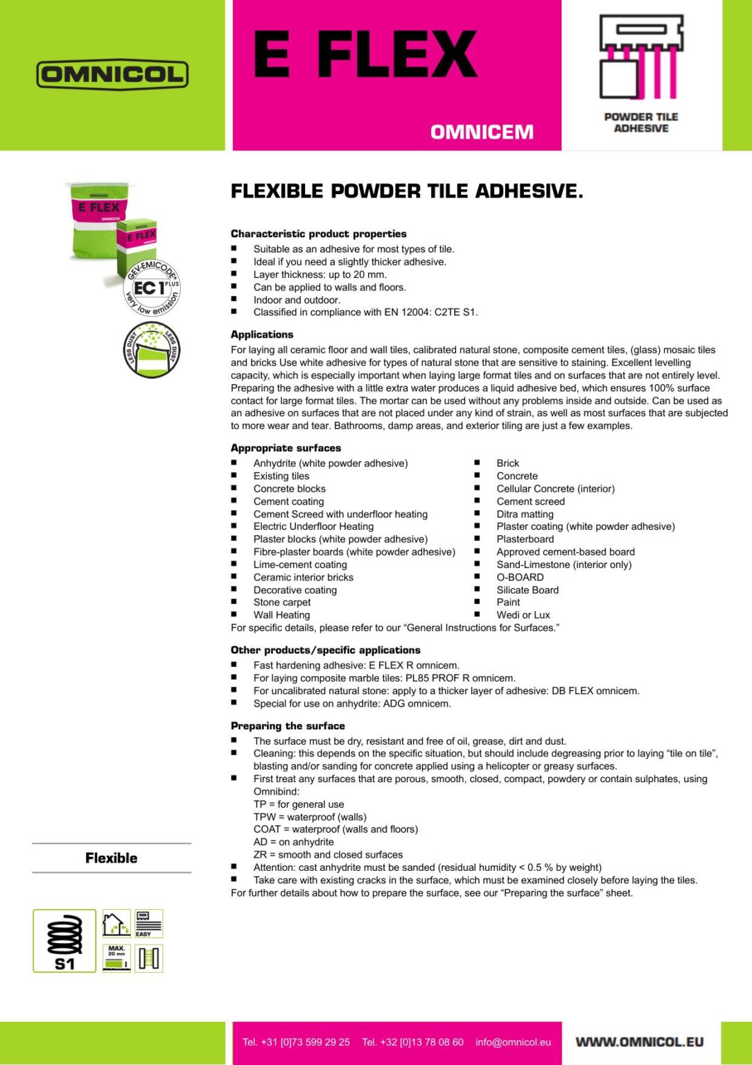 Omnicol Eflex R Adhesive - Tech Tiles